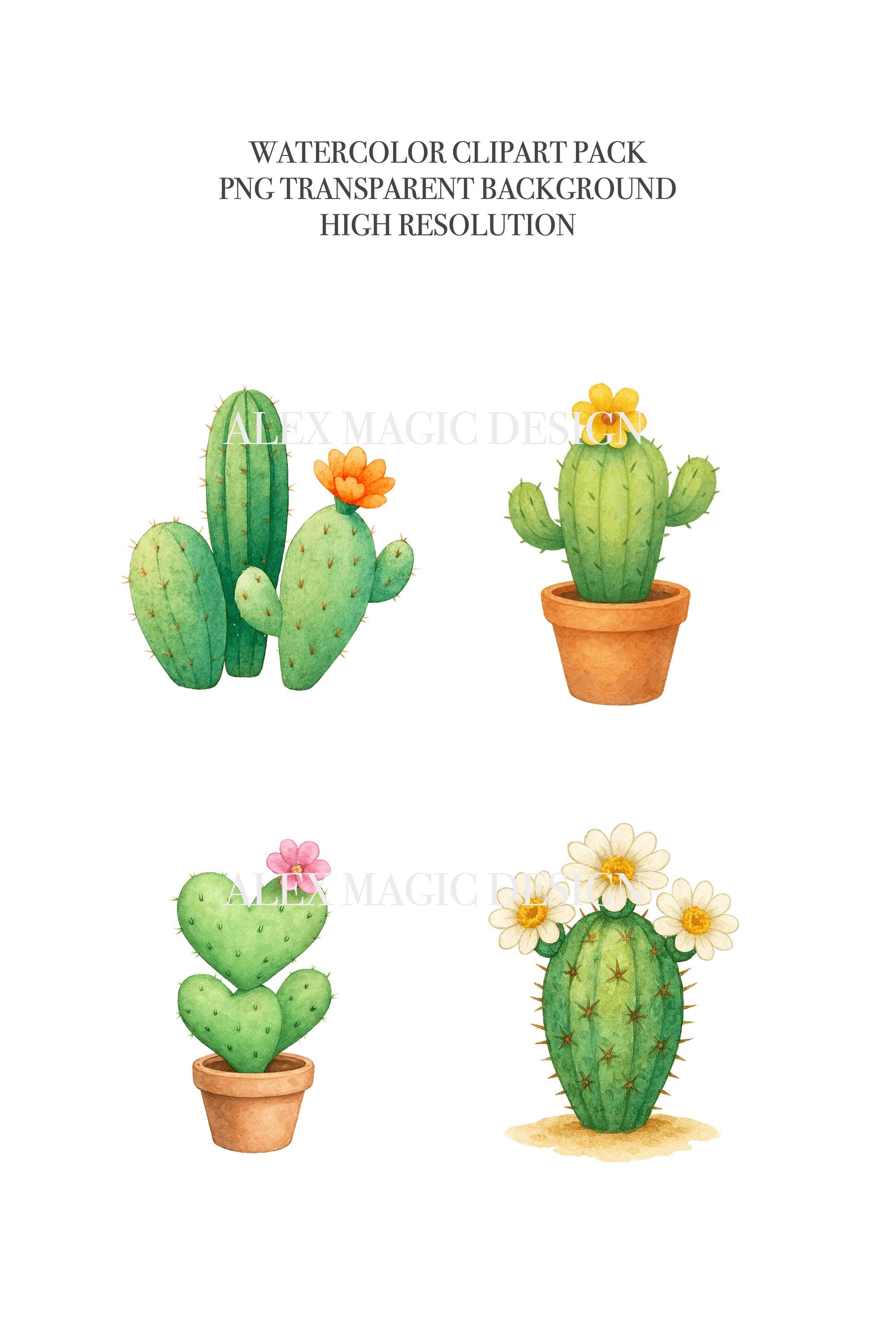Cactus Clipart Bundle, Cute Cactus PNG Set, Desert Cactus Clip Art ...
