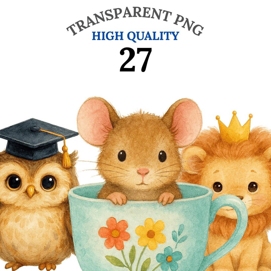 27 Woodland Animal Clipart PNG, Cute Forest Bunny Fox Deer Squirrel Owl ...