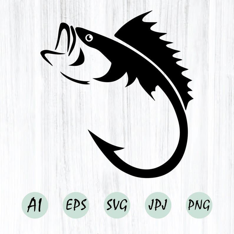 Fishing Hook Svg, Bass Fishing Svg, Fisherman Svg, Fishing Dad. Vector ...