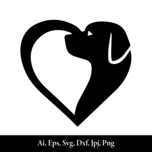 Dog Heart SVG, Love With Dog Svg Dxf Pdf Eps, Heart Paw Print SVG ...