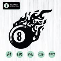 Graffiti Pool Ball PNG 3 & 7 Flame Art | Bold Billiards Clipart for DTF ...
