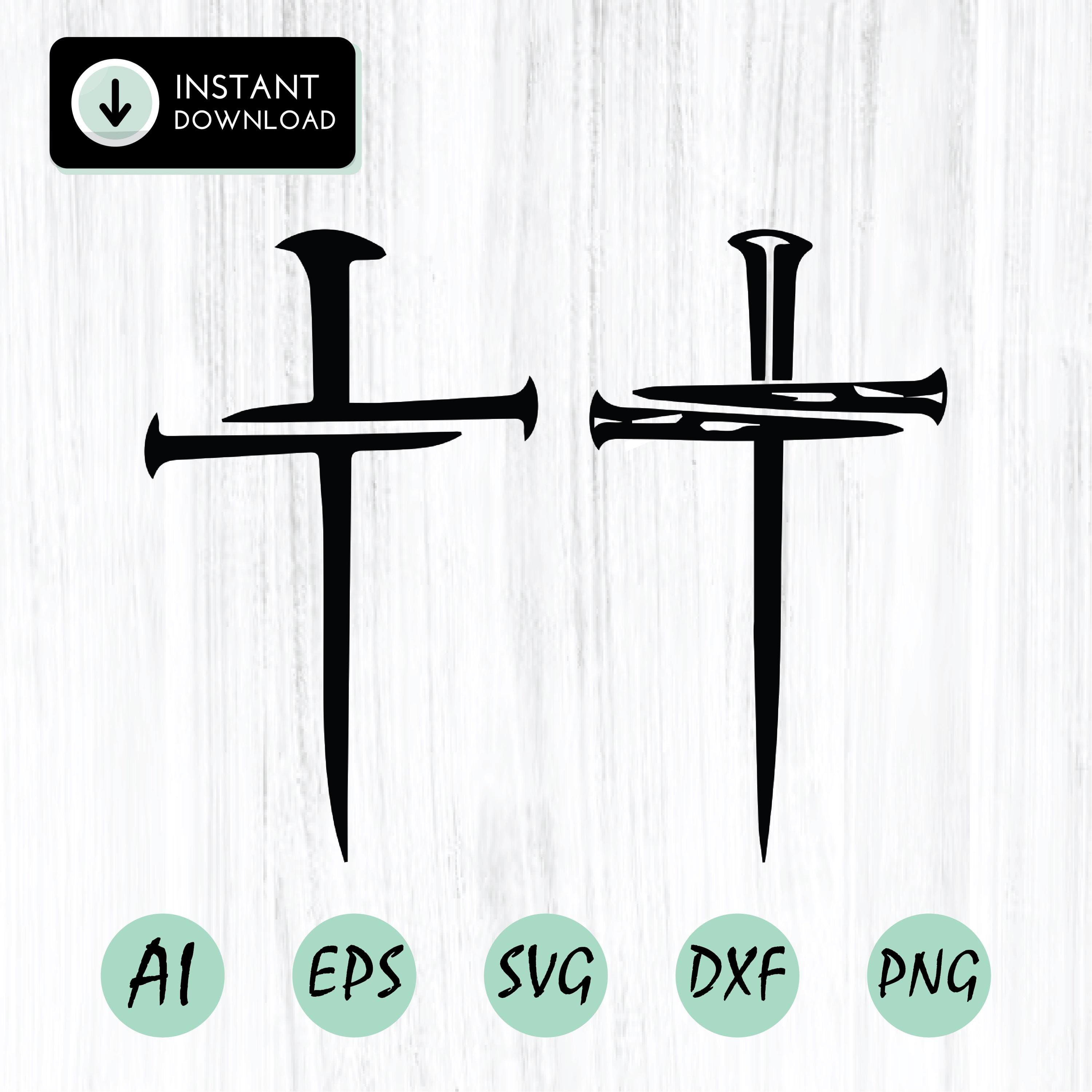 Two Crucifixion Nails Cross Svg, Instant, Dark Silhouette, Instant ...