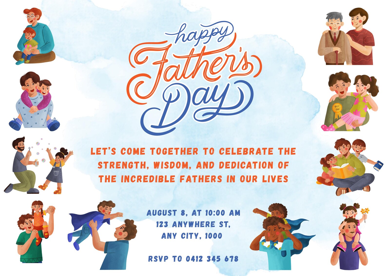 Father’s Day Invitation Template | Editable Canva Download | Cute ...