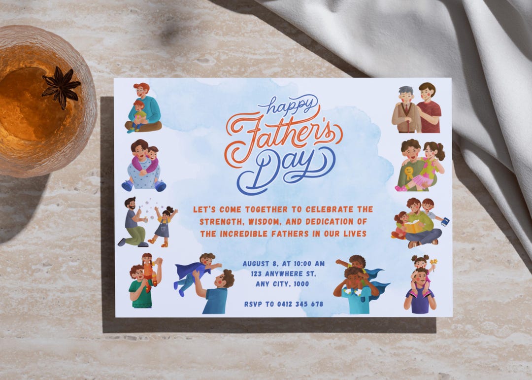 Father’s Day Invitation Template | Editable Canva Download | Cute ...