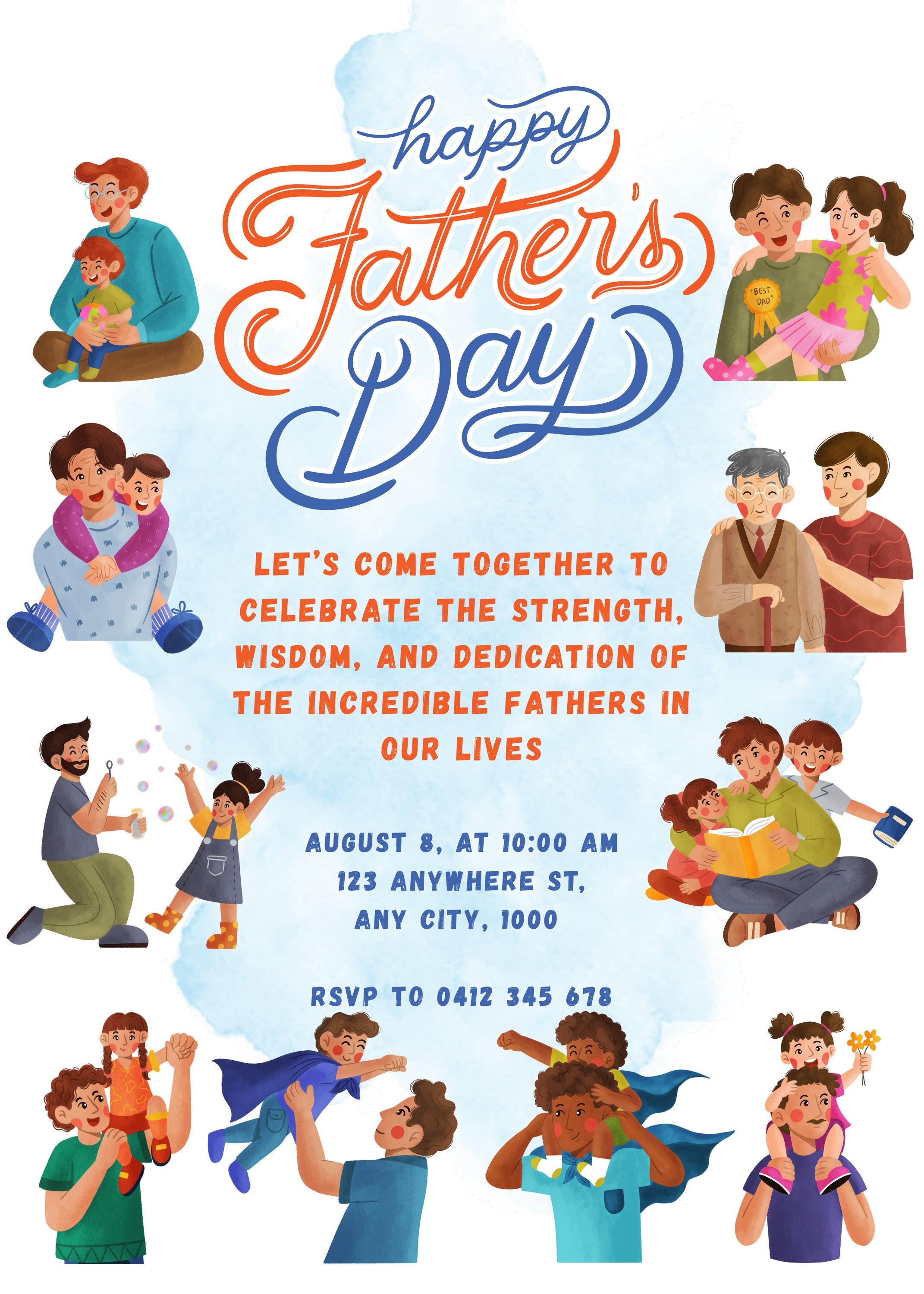 Father’s Day Invitation Template | Editable Canva Download | Cute ...