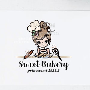 Bakery Logo Bread Cookies Logo Girl Baking Logo Bake - Etsy