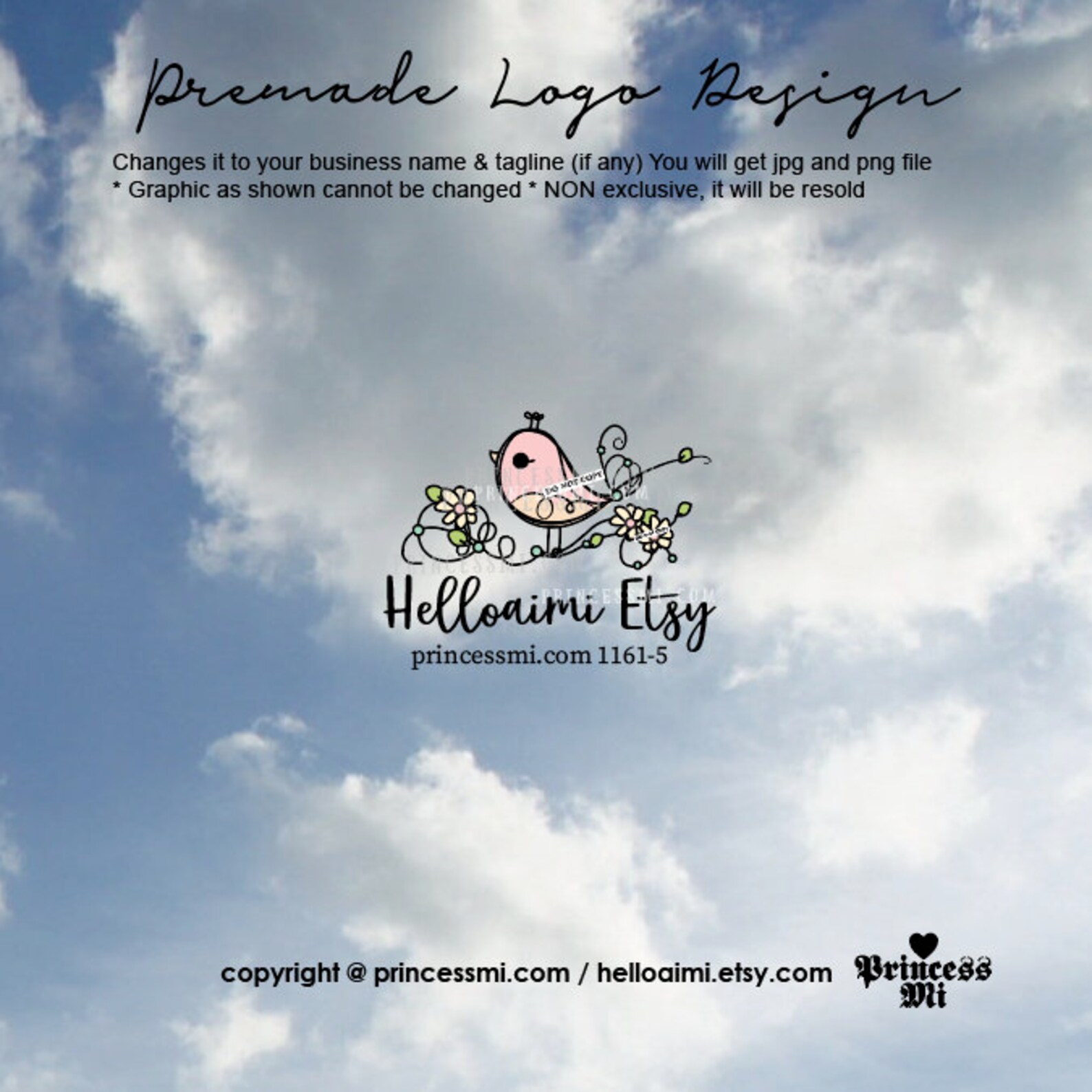 Logo Design for Business Premade Logo Pink Bird Logo Kid - Etsy