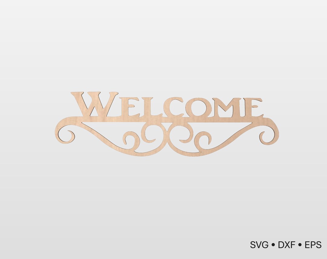 Ornate Welcome Sign SVG DXF EPS Elegant Flourish Scroll Underline Laser ...