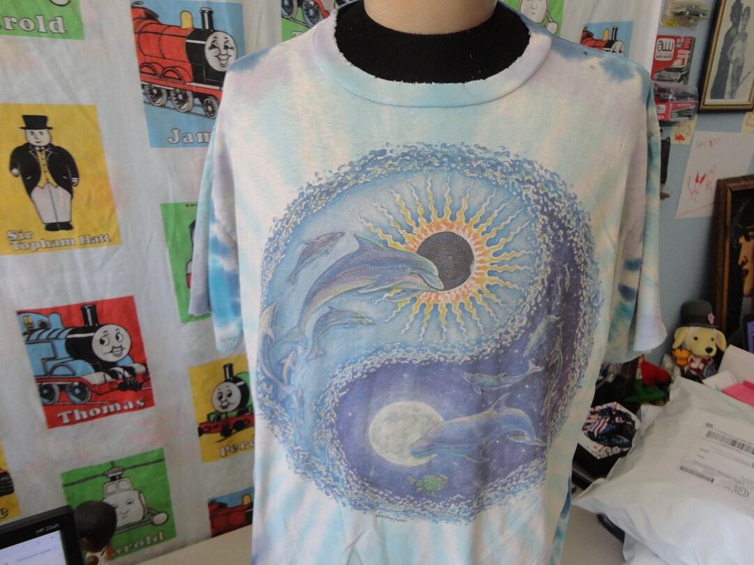 Vintage 1993 Jerry Jasper Dolphins Whales Yin Yang Tye Dye 90's T-shirt ...
