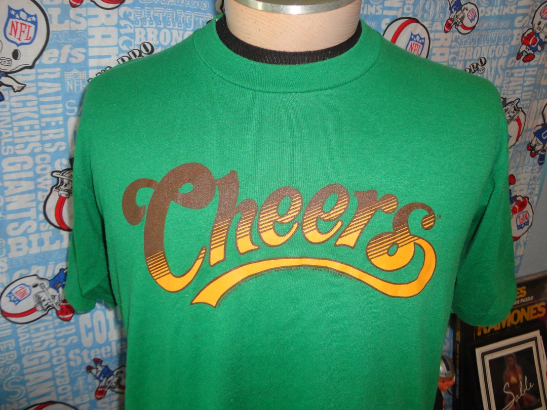 Vintage Cheers TV Promo Classic Script Logo 80's Green T Shirt Size L ...