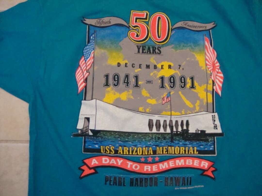 Vintage 90's USS Arizona Memorial 50 Year Anniversary 91 Military Blue ...