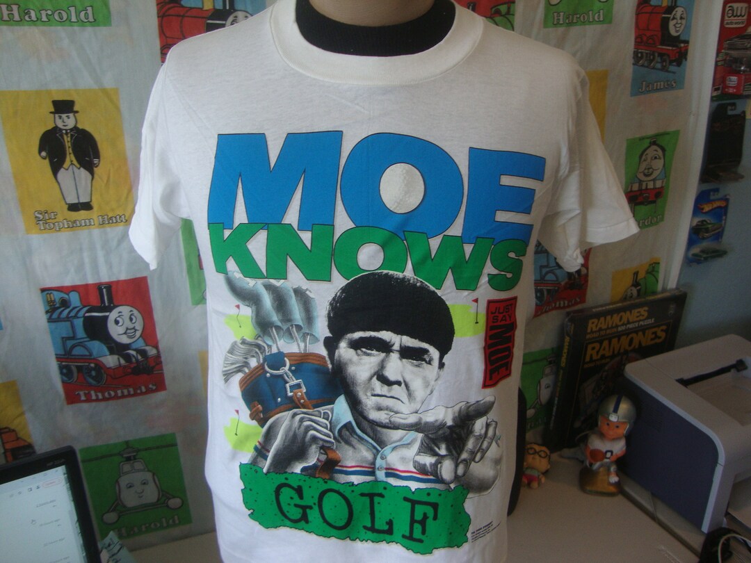 Vintage 90's the Three Stooges Moe Knows Golf Just Say Moe 1991 T Shirt ...