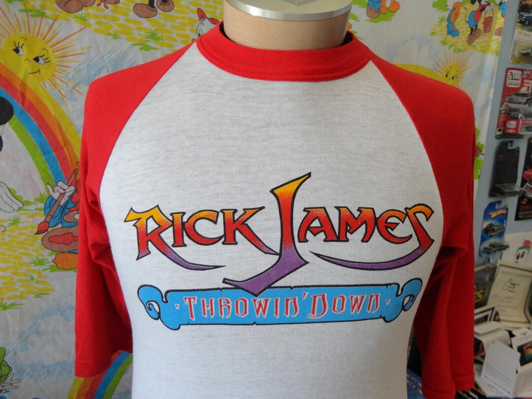 Vintage 80's Rick James Throwin' Down 1982 Concert Tour Raglan Sleeve T ...