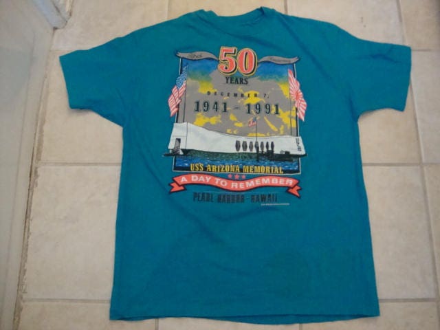 Vintage 90's USS Arizona Memorial 50 Year Anniversary 91 Military Blue ...