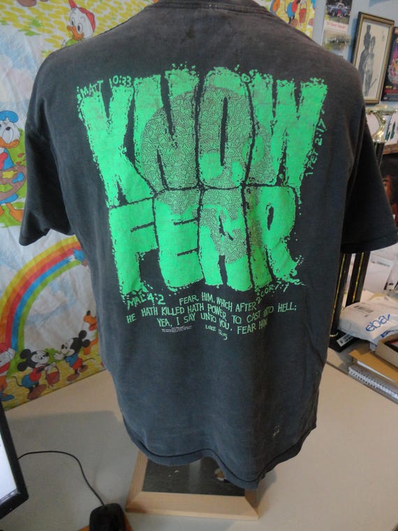 Vintage 90's Know Fear JESUS CHRIST Bible Scripture T… - Gem