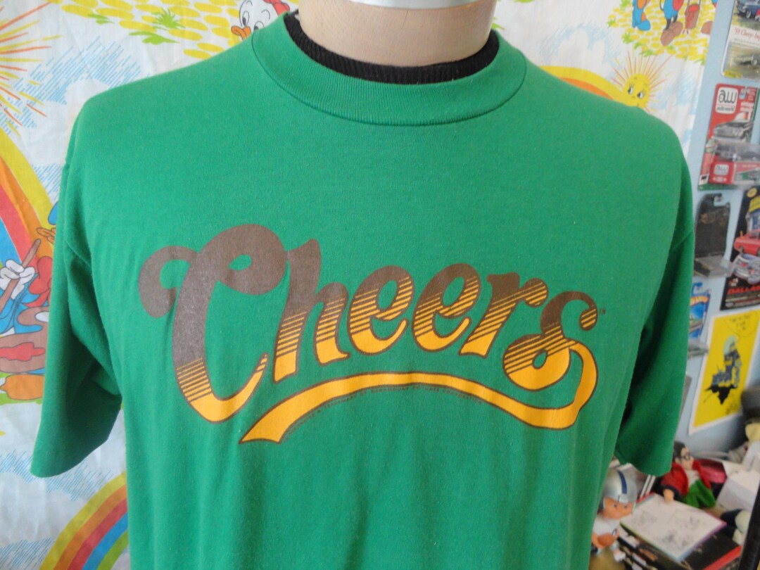 Vintage Cheers TV Promo - Classic Script Logo 80's Green T Shirt Size L ...