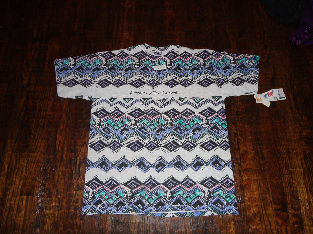 Vintage 90's JESUS CHRIST Pop Art Aop All Over Print WAMM T Shirt Size ...