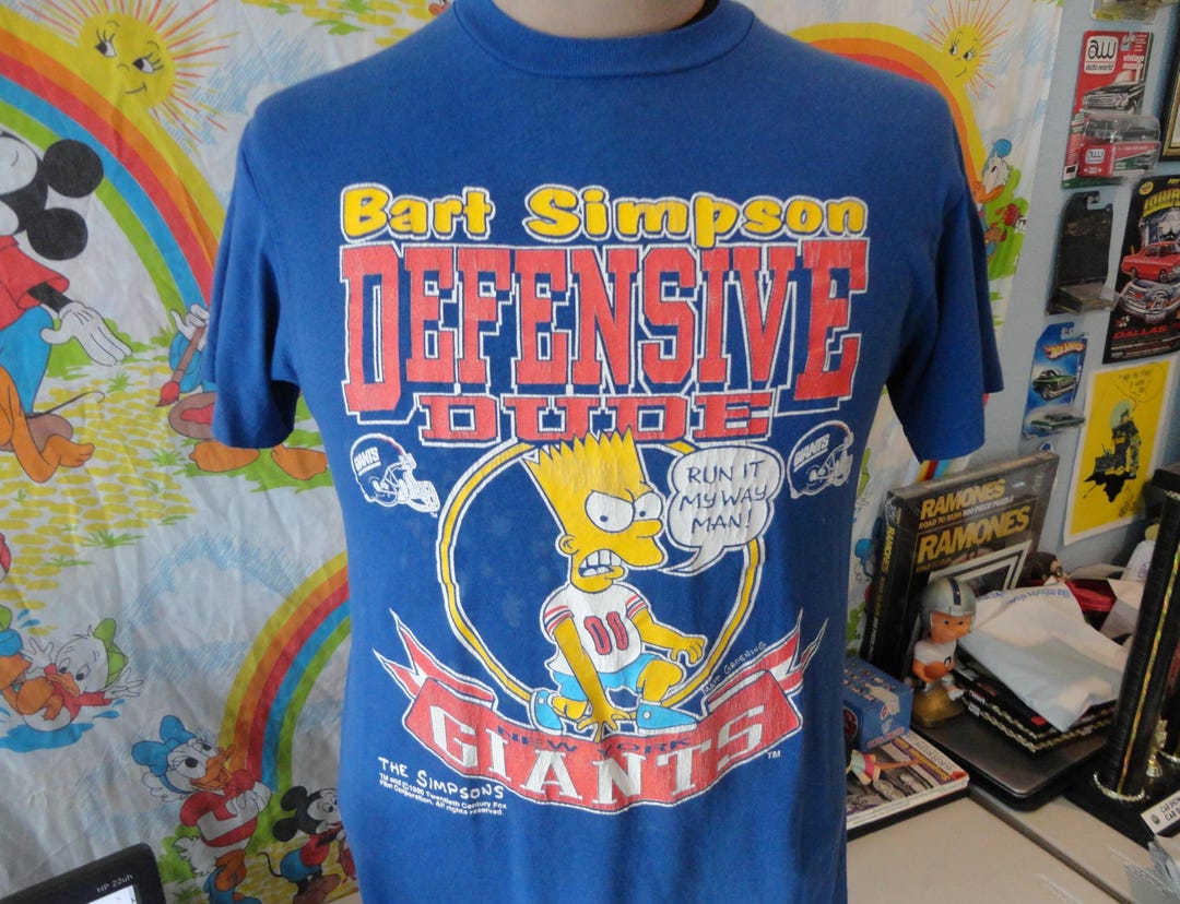 Vintage 90's Bart Simpson New York Giants NFL Football Cartoon the ...