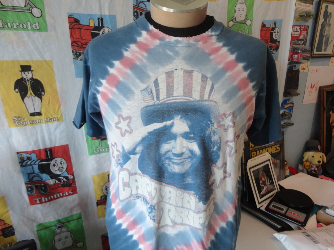 Vintage Jerry Garcia Captain Trips Grateful Dead Tie-dye Liquid Blue T ...
