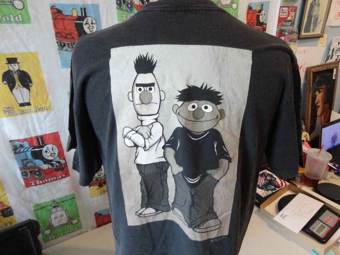 Vintage 90s SESAME STREET Be Burt and Ernie Tee Jim Henson Black T ...