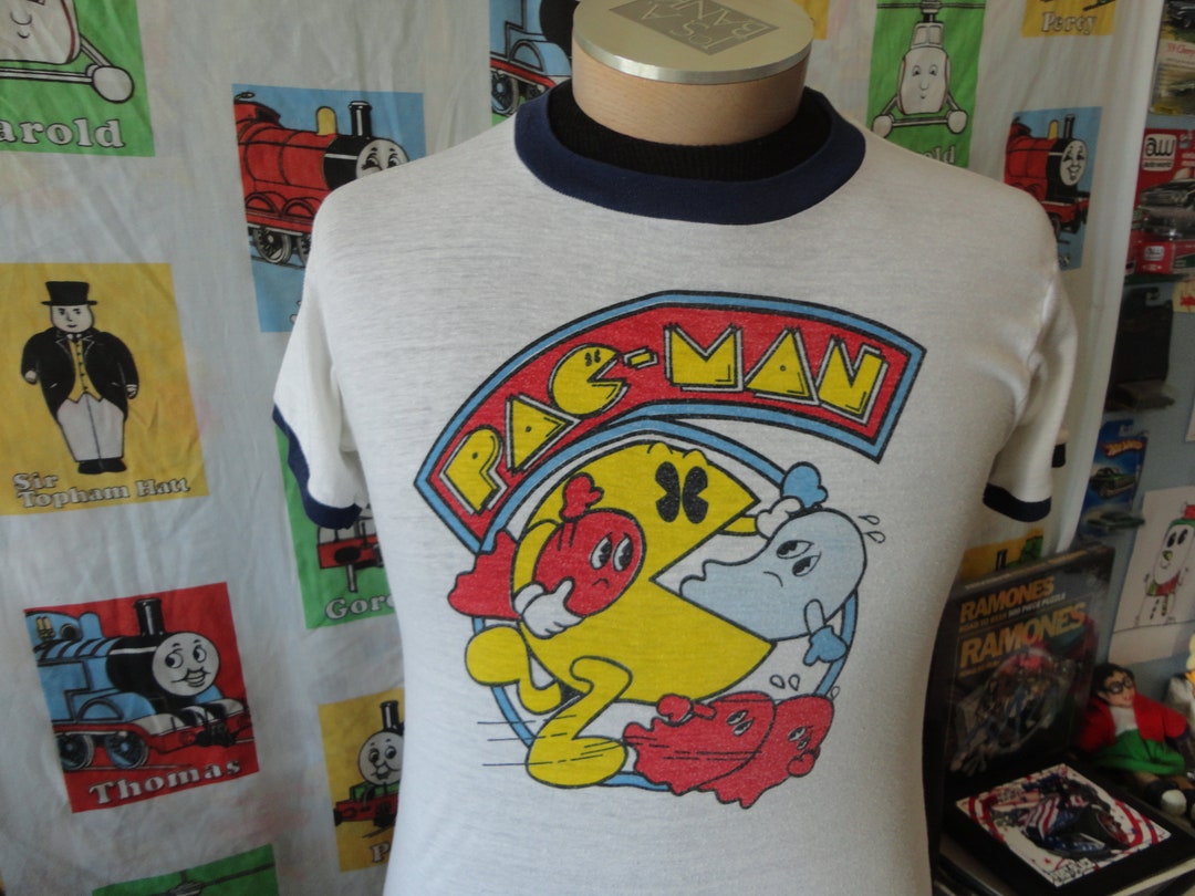 Atari Pac-man Ringer T Shirt Vintage 80s Video Arcade Game Single ...