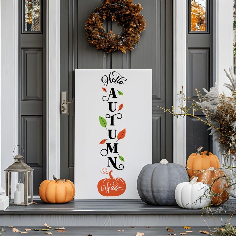 Fall Porch Sign SVG Bundle | Vertical Sign SVG for Halloween ...