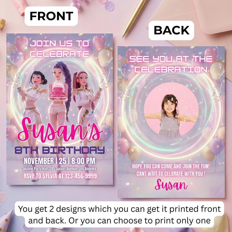 KPOP Demon Hunters Invitation, KPOP Demon Hunters Birthday Invitation ...