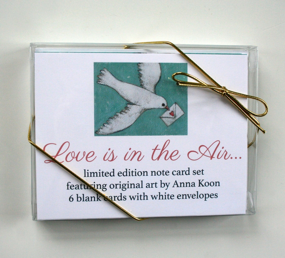 Flying Bird With Love Letter Note Cards Boxed Stationery Set of 6 Cards ...