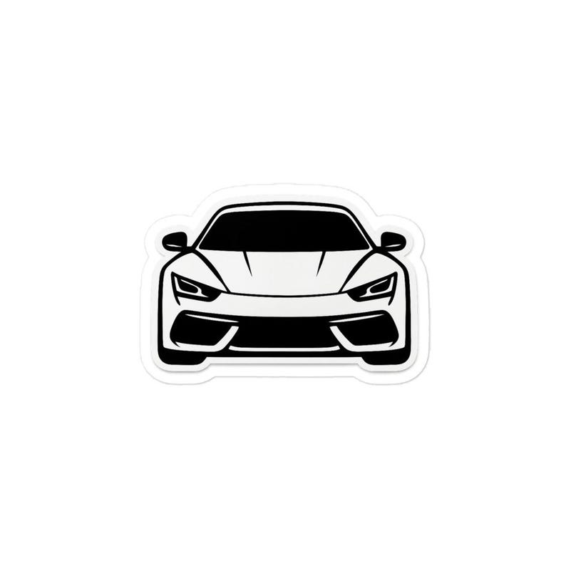 Supercar Front View Sticker | Black & White Sports Car Vinyl Decal ...