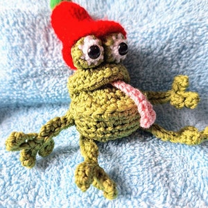 Amigurumi Frog in a Boggin', Comical Hand Made Crochet Frog in a Hat ...