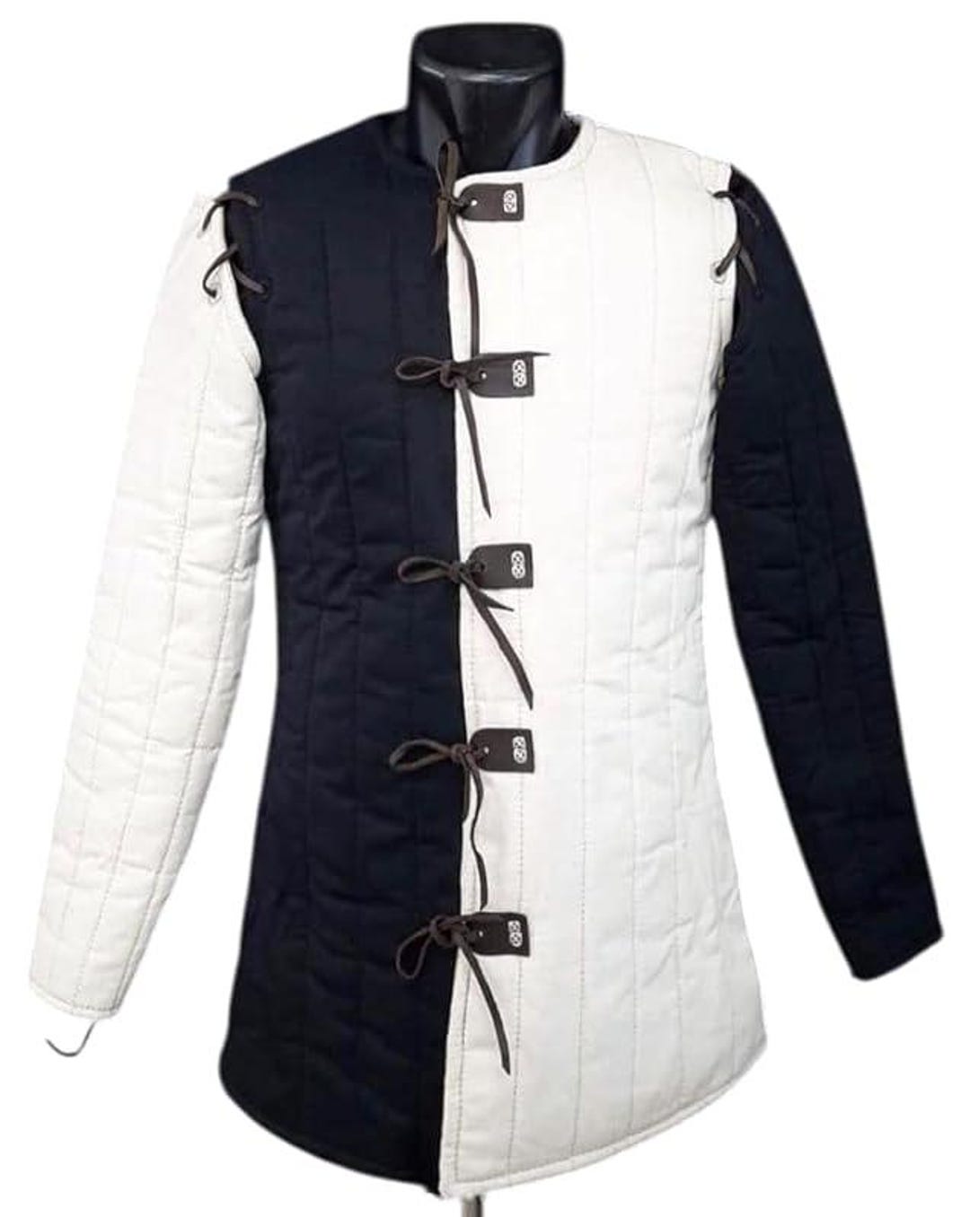 Medieval Black White Quilted Gambeson Jacket Padded Armor for LARP SCA ...
