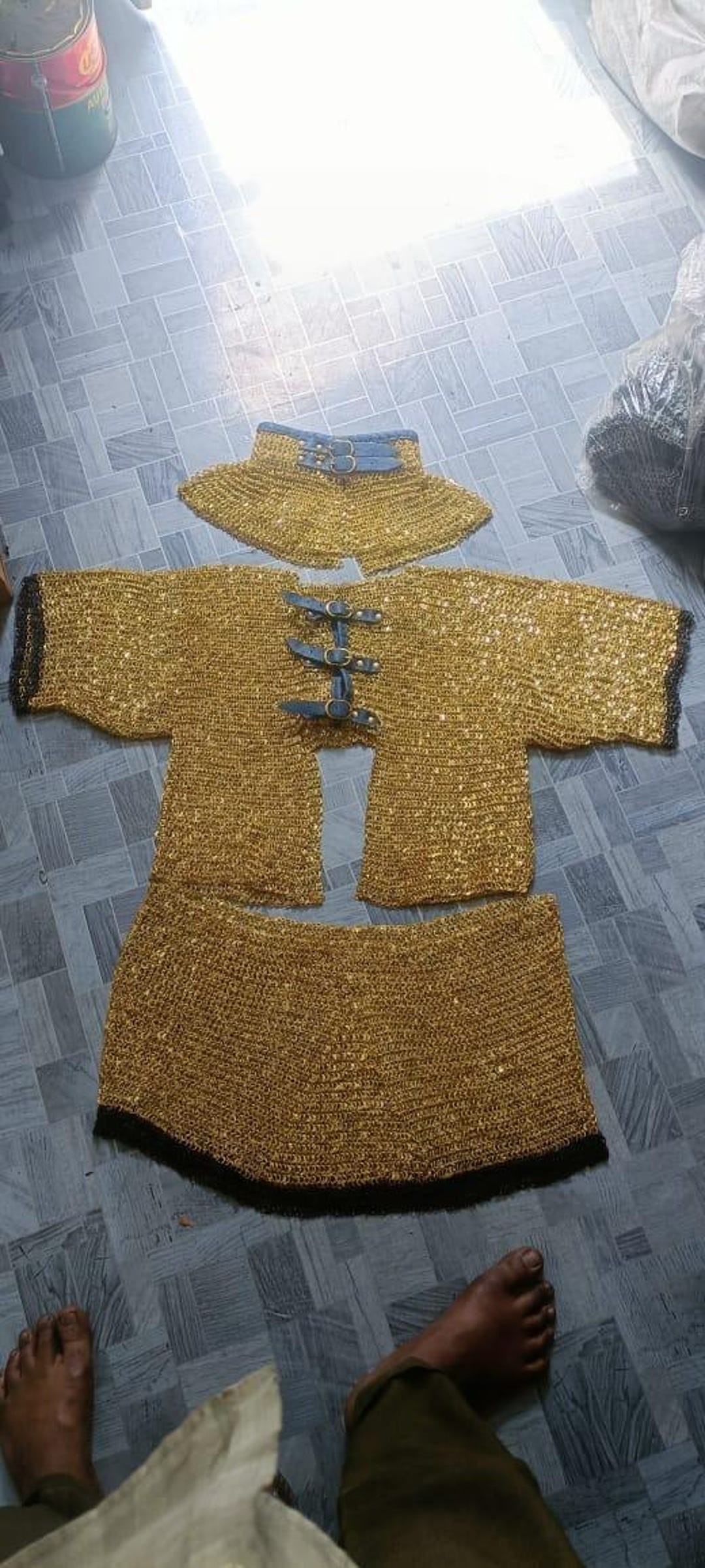 Medieval Brass Chainmail Shirt & Skirt With Neck Garget – 6mm Round ...