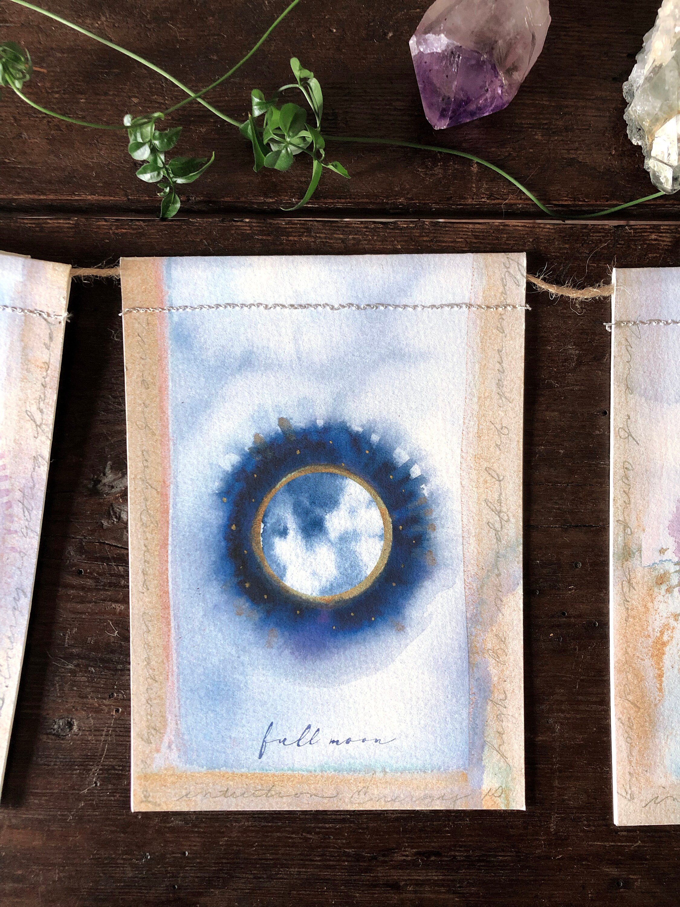 Moon Phase Flags Set | Paper Flags | Reiki Energy Infused | Watercolor ...