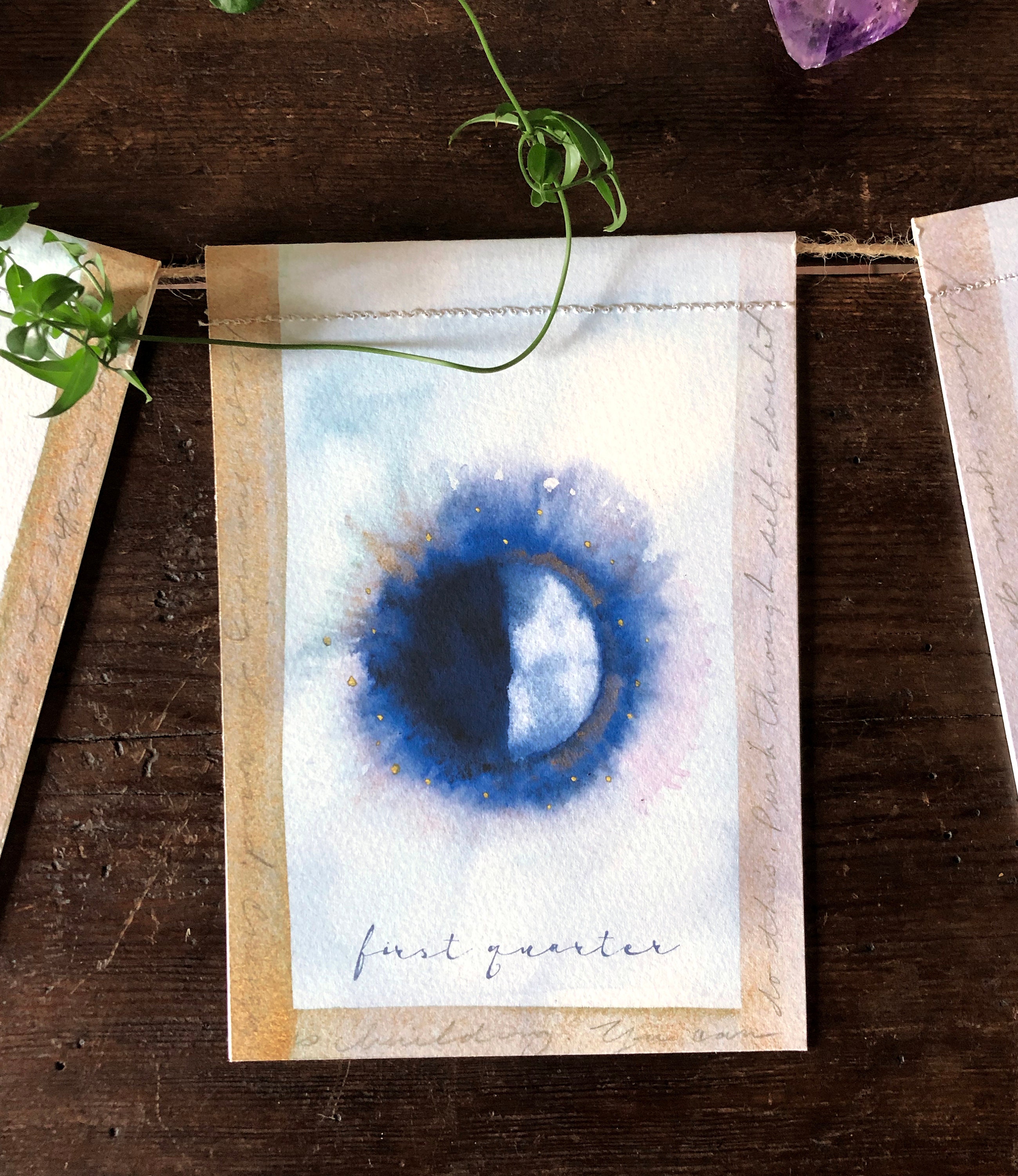 Moon Phase Flags Set | Paper Flags | Reiki Energy Infused | Watercolor ...