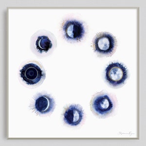 Moon Phases Art Print | Watercolor Moon Phase Illustration | Celestial ...