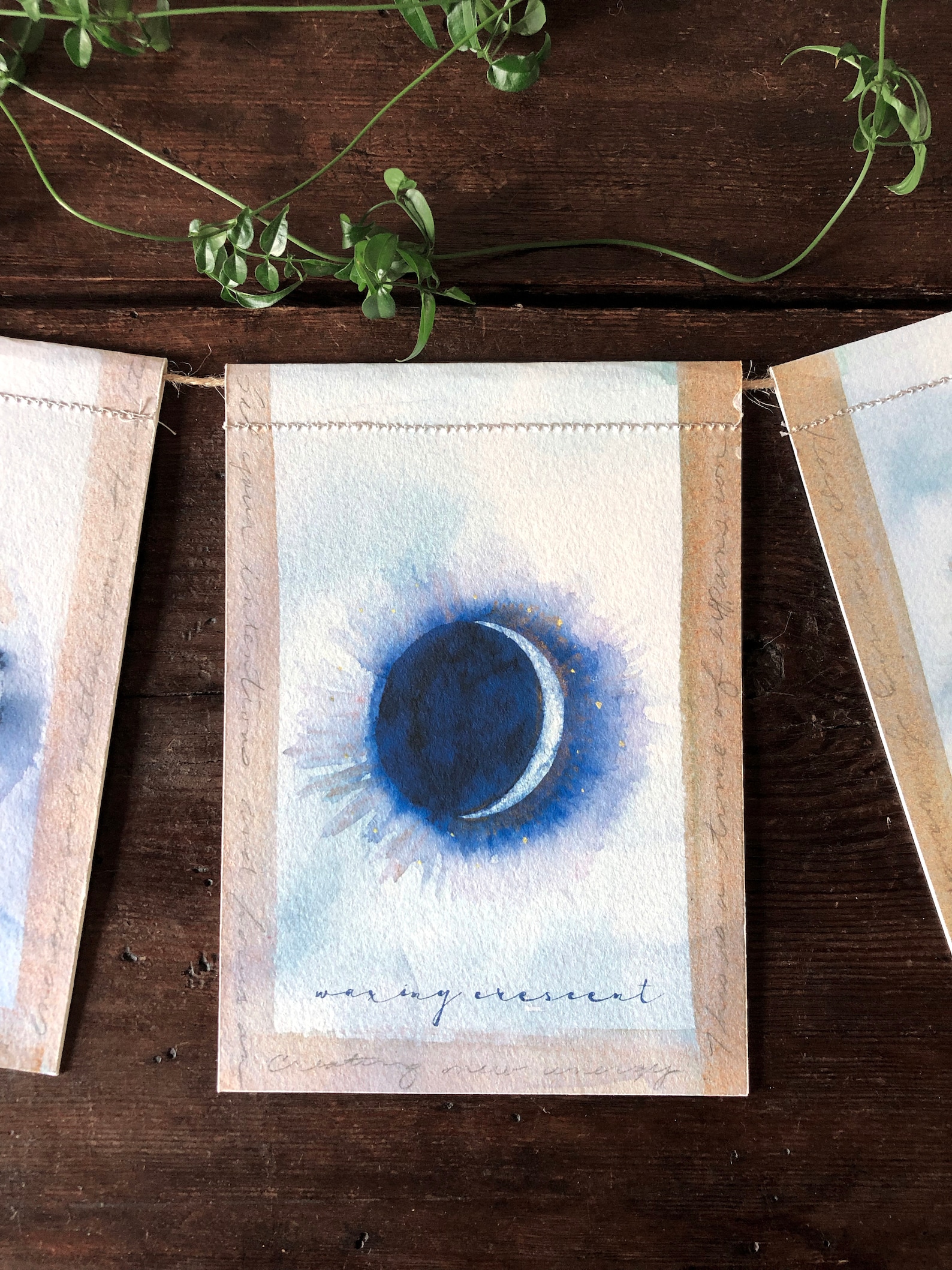 Moon Phase Flags Set | Paper Flags | Reiki Energy Infused | Watercolor ...