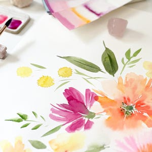 Fields of Flourish Joy | Expressive Watercolor Floral Print | Kids Room ...