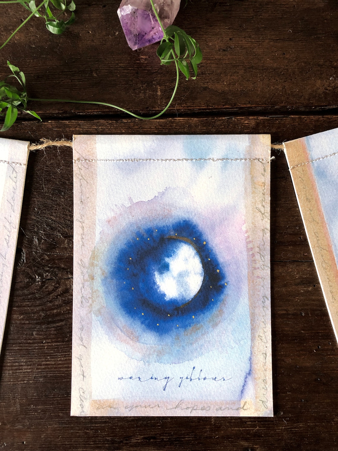 Moon Phase Flags Set | Paper Flags | Reiki Energy Infused | Watercolor ...
