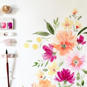 Fields of Flourish Joy | Expressive Watercolor Floral Print | Kids Room ...