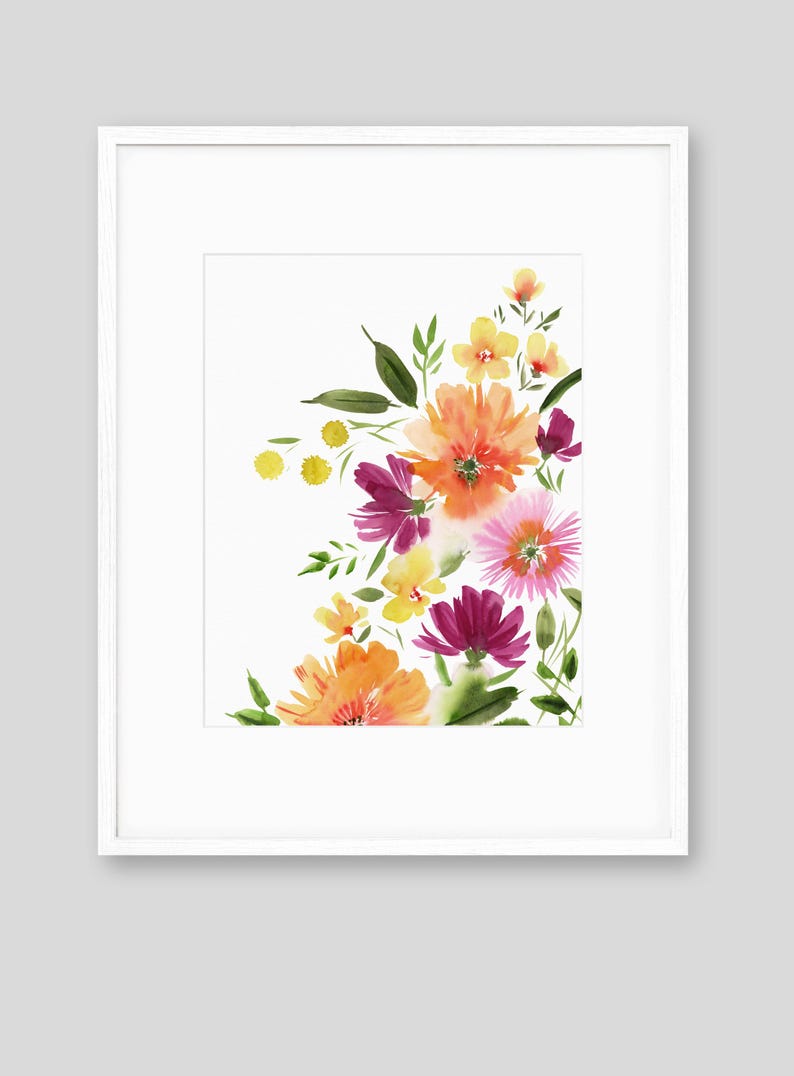 Fields of Flourish Joy | Expressive Watercolor Floral Print | Kids Room ...