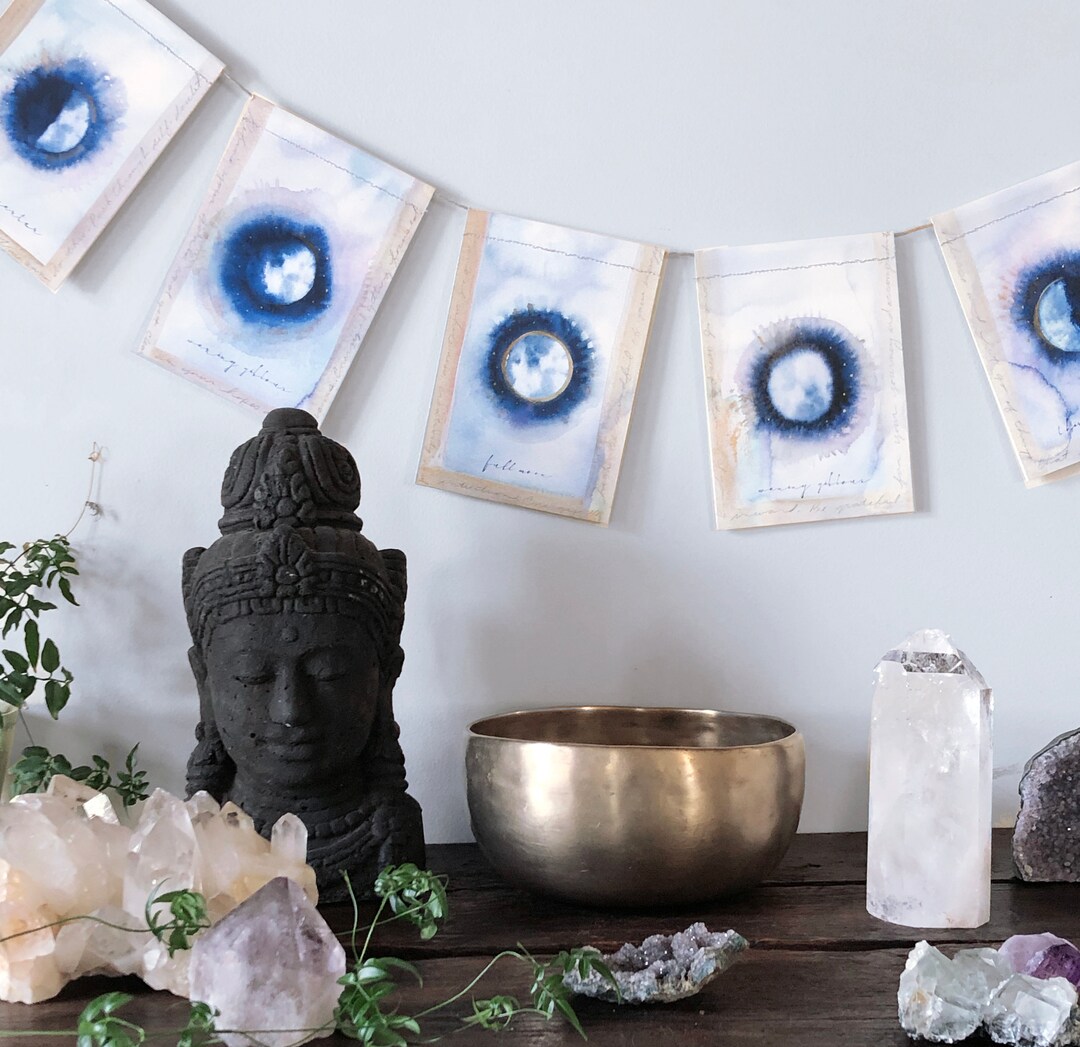 Moon Phase Flags Set | Paper Flags | Reiki Energy Infused | Watercolor ...