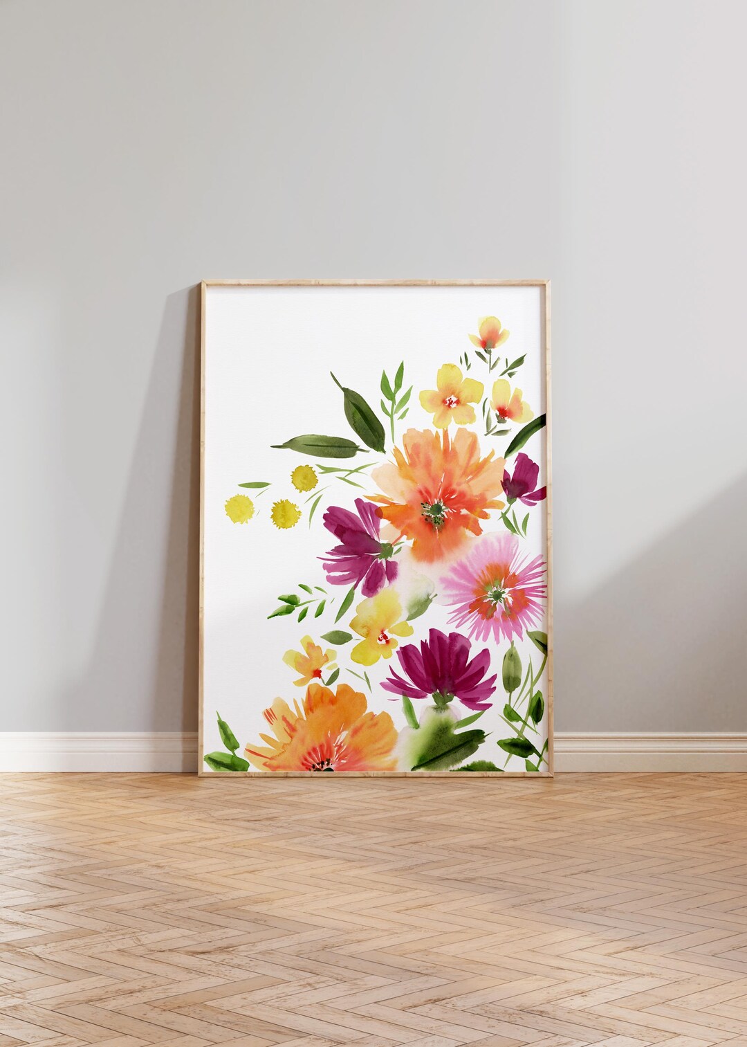 Fields of Flourish Joy | Expressive Watercolor Floral Print | Kids Room ...