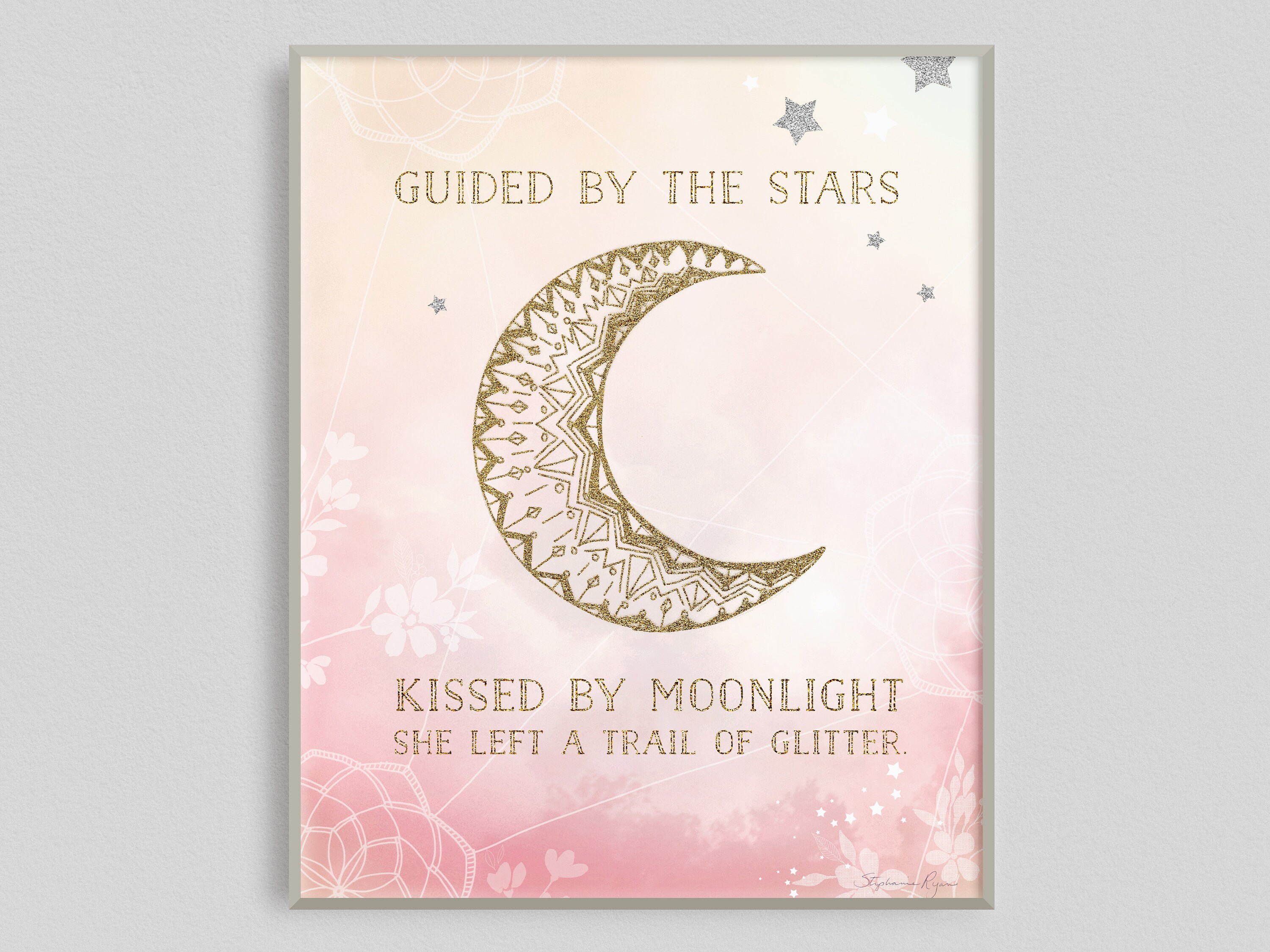Guided by the Stars | Inspirational Quote Art Print | Moon and Stars ...