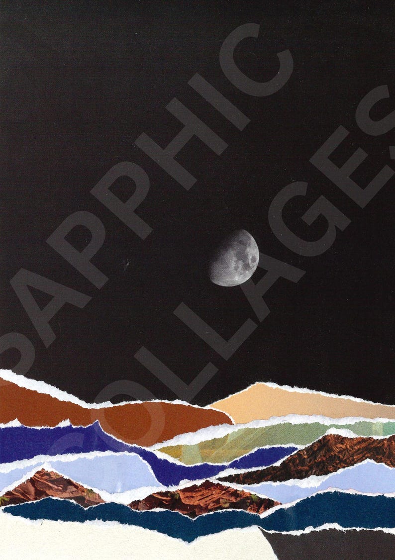 Moon in Space Collage - Etsy