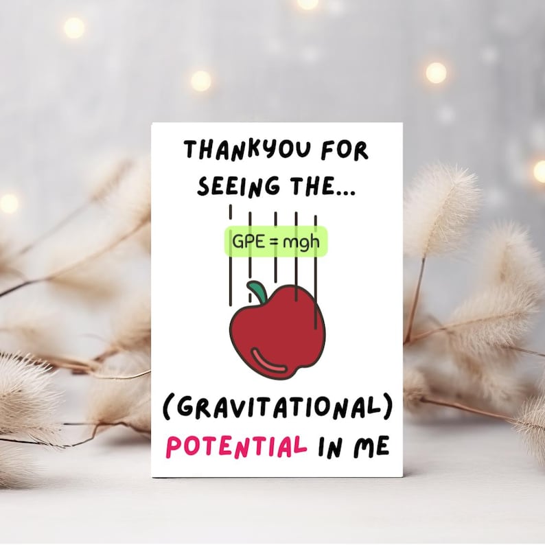 Physics Teacher Thank You Card - Science Teacher - Thanks - Potential ...