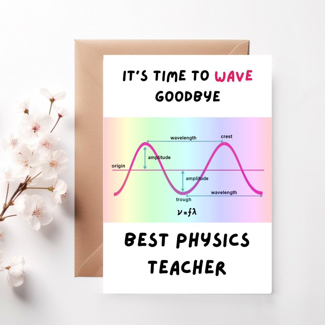 Physics Teacher Thank You Card - Science Teacher - Thanks - Waves - A5 ...