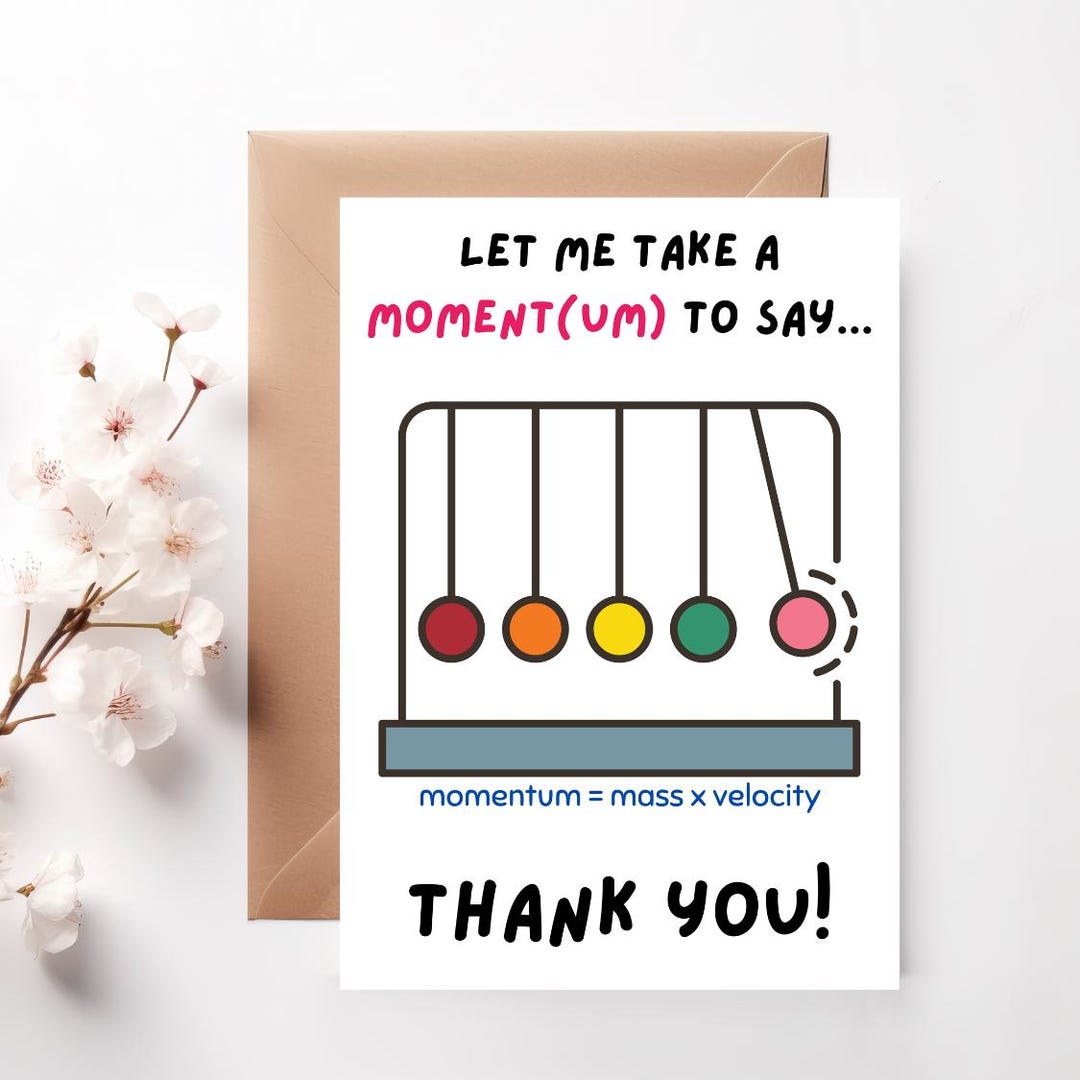 Physics Teacher Thank You Card - Science Teacher - Thanks - Momentum ...