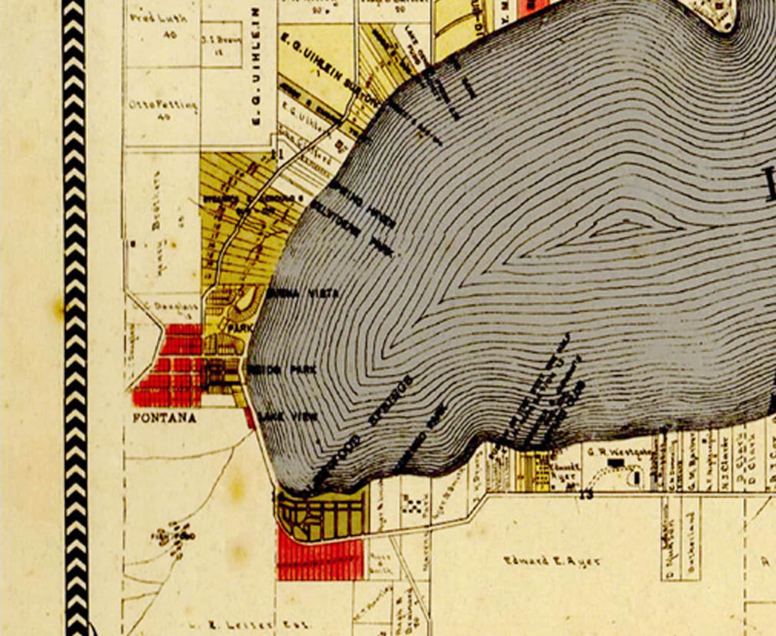 Lake Geneva - Williams Bay - Fontana - Wisconsin - Map - Poster - Print ...