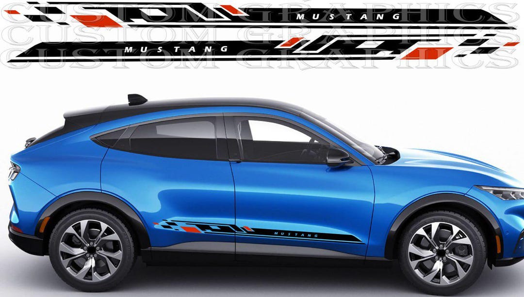 Mustang Mach-e Racing Decals – Pair of Custom Vinyl Stickers – Electric ...