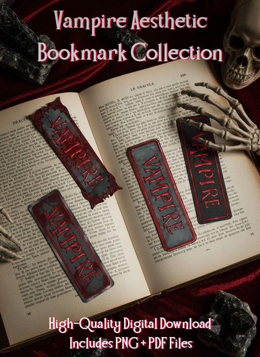 Gothic Vampire Bookmark Bundle | Dark Horror Bookmark Designs ...